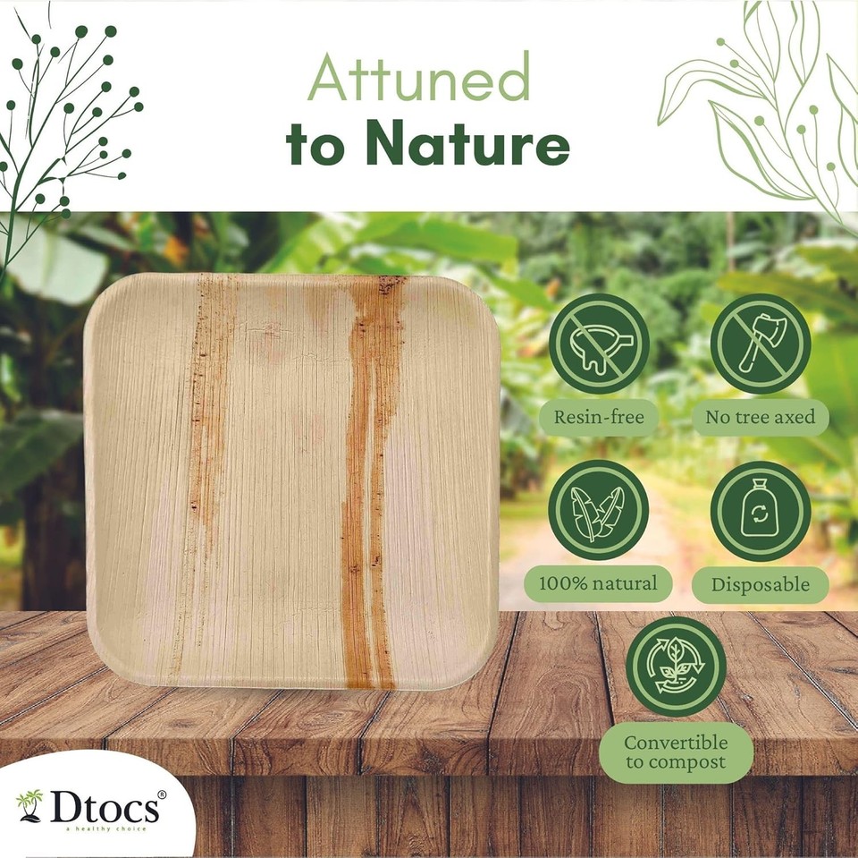 50 Count Palm Leaf Plates | 10" Dinner & 7" Dessert Eco Plates | eBay