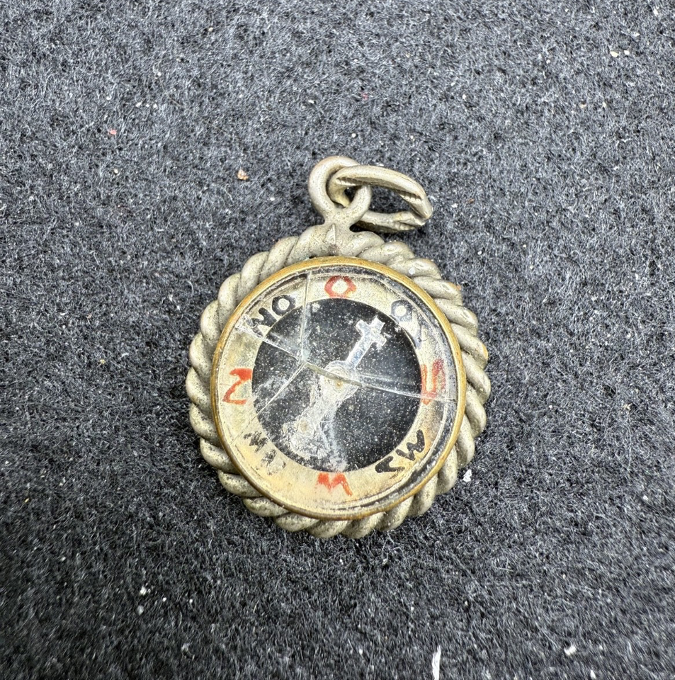 ANTIQUE VICTORIAN COMPASS FOB / CHARM~glass cracked~hand painted | eBay