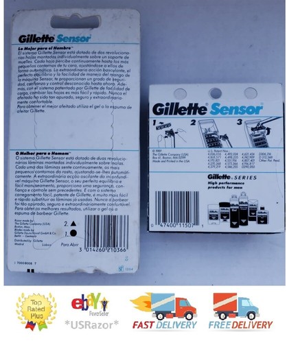 16 Original Gillette Sensor Razor Blades Refill Cartridges Metal Handle ...