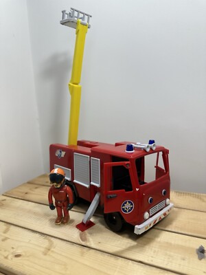 Fireman Sam Jupiter the Fire Engine Truck Friction Vehicle + Figure Toy ...