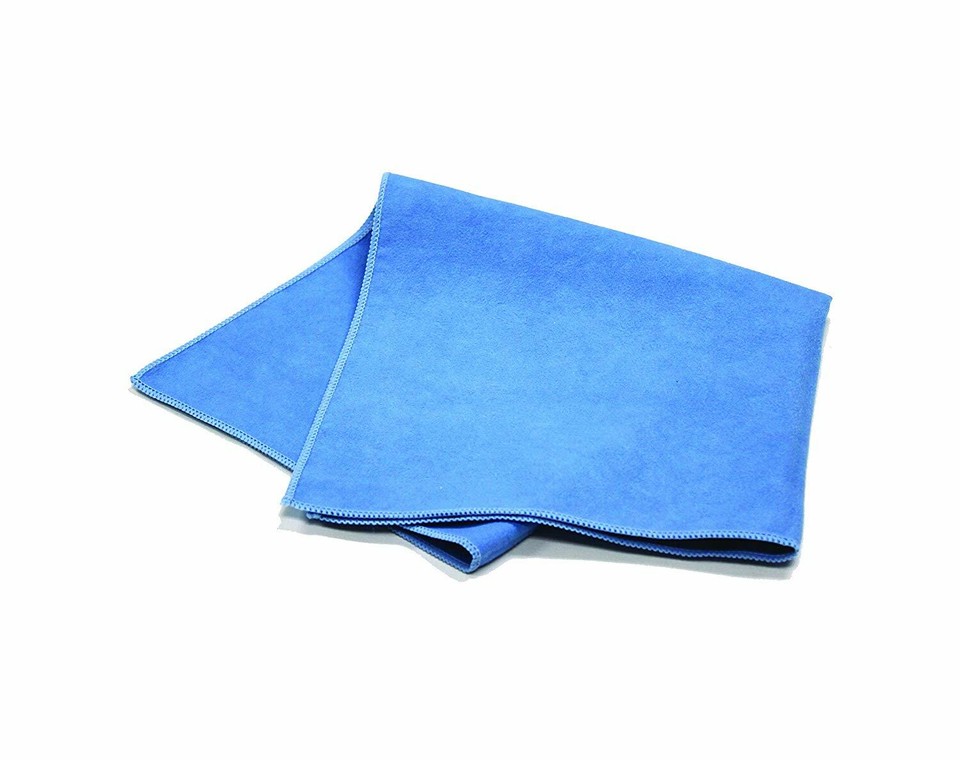 12 Pack of Glass Cleaning Microfiber Cloths 16 x 16 Blue Suede All ...