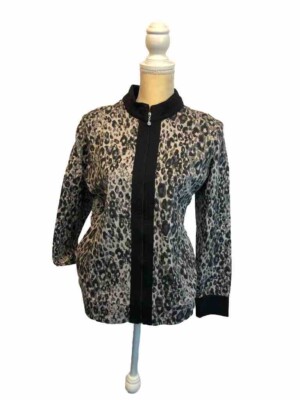 NWT! WOMENS JACKLYN Black And White Tiger Print Zipper Jacket. Very ...