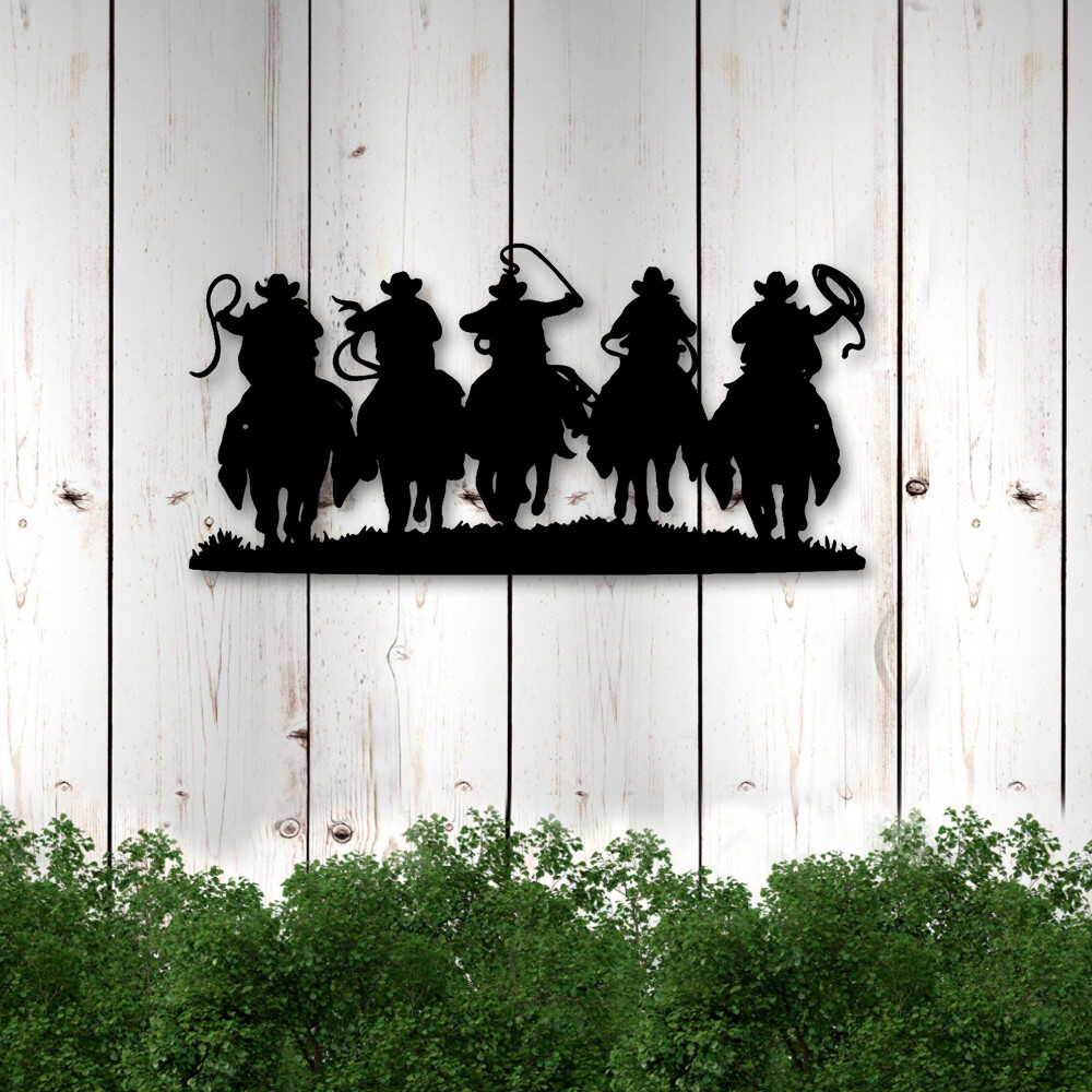 Western Cowboy Posse Metal Signs, Horse Riding Cowboys Signs Wall Art ...