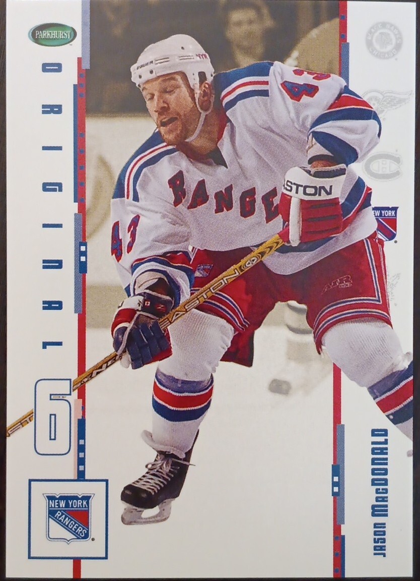2003 - 2004 Parkhurst Jason MacDonald Original Six Rangers #30 Hockey ...