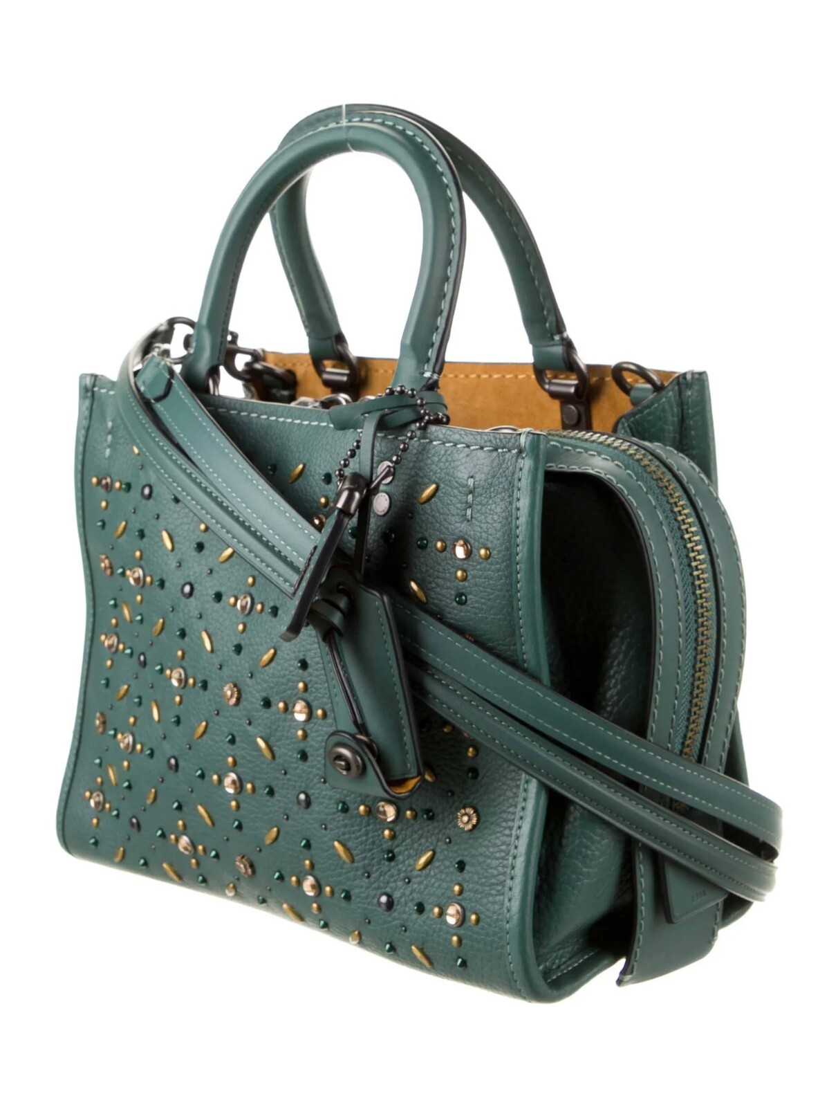 Coach Prairie Rivets Rogue 25 Dark Green Pebble Leather Handbag Purse ...