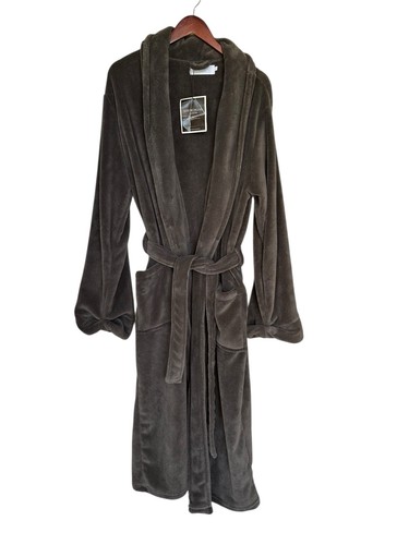 NWT Restoration Hardware Luxury Plush Long Robe Graphite Soft Fluffy ...