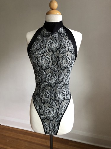 STUNNING VTG PETRA FASHIONS Black & White Nylon & Lace Teddy Romper ...