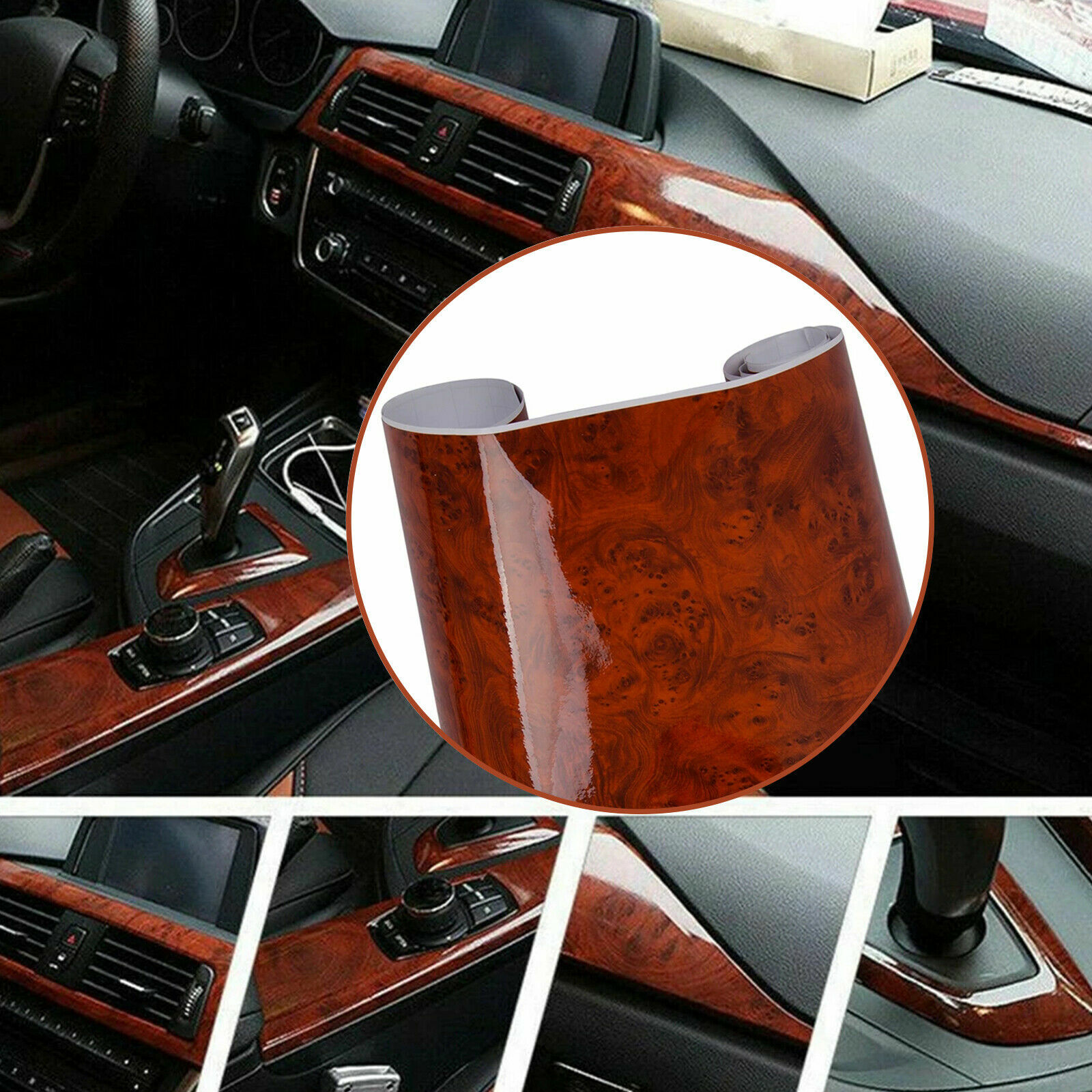 Glossy Walnut Wood-Grain Vinyl Wrap Car Sticker Wrap Film Adhesive ...