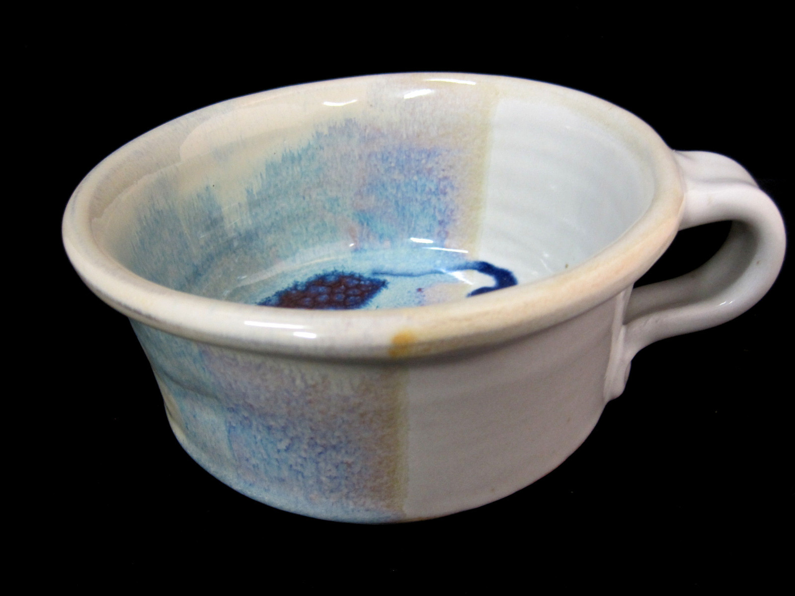 Large Mug Cup Pottery Multi Colored Shades Blues Glazed Artist Signed ...