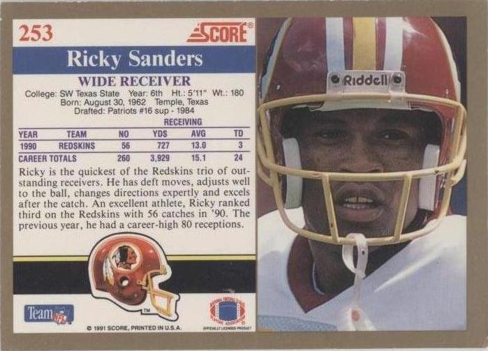 1991 Score Ricky Sanders #253 for sale | eBay