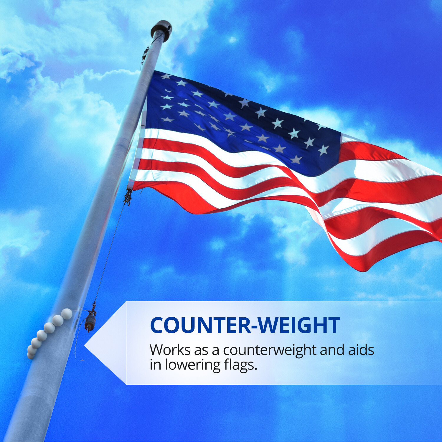 Anley Beaded Flag Retainer Ring for Halyard Flagpole - for 2 to 3 Inch ...