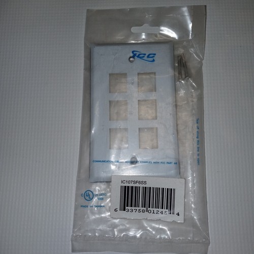 ICC part # IC107SF6SS 6-Port Single Gang Stainless Keystone Faceplate ...