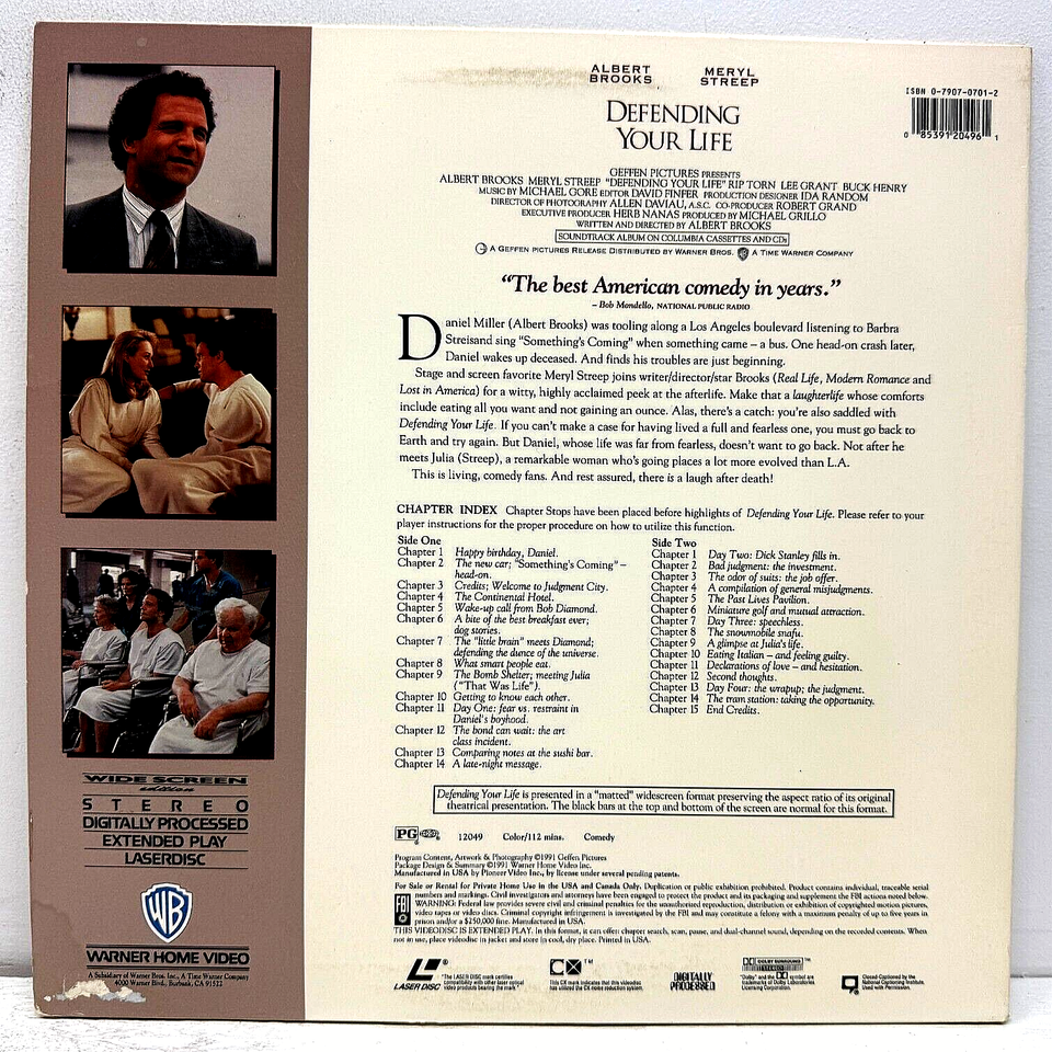 Defending Your Life Laserdisc 1991 Meryl Streep Widescreen Albert ...