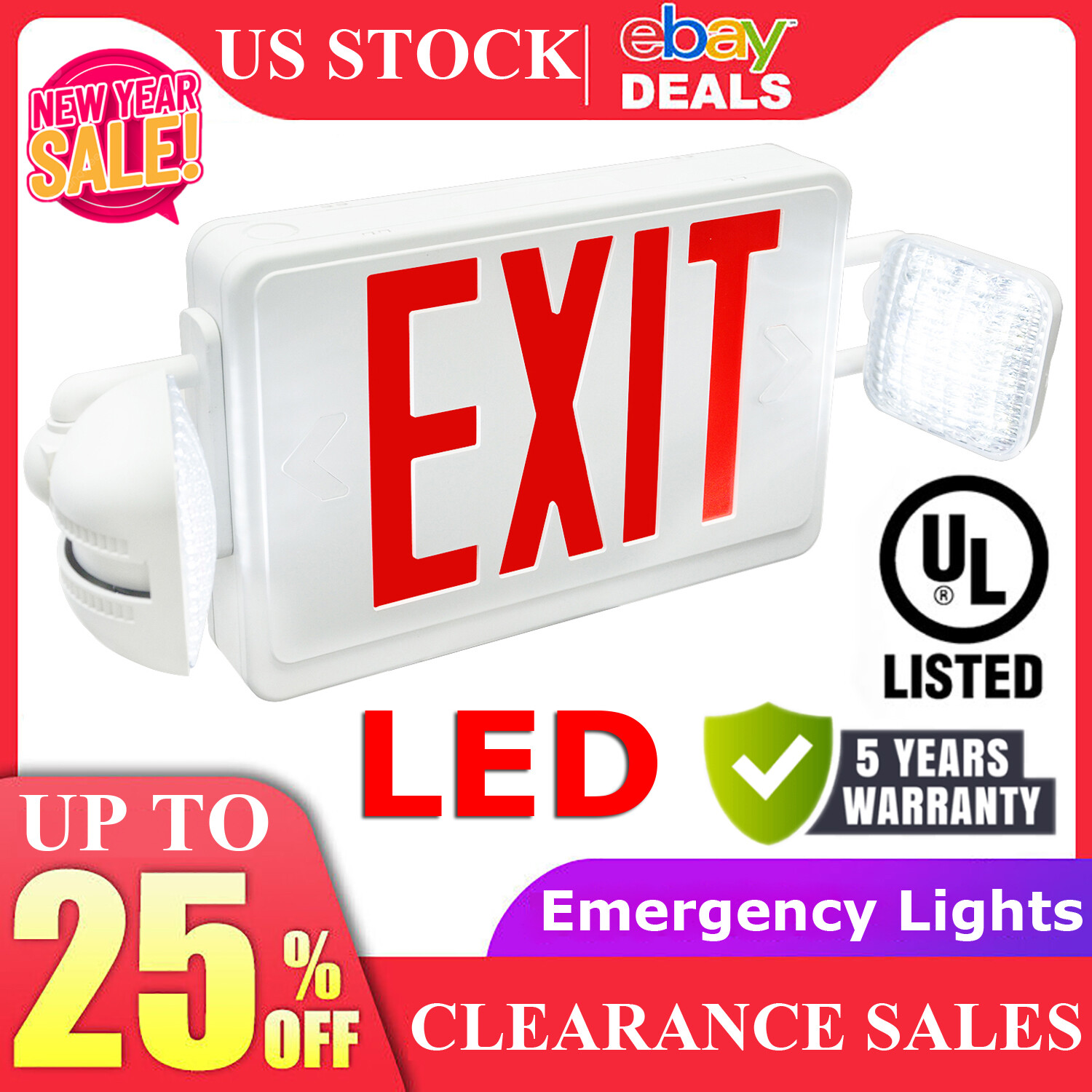 1-4-Pack, Commercial LED Emergency Exit Lights, UL Certified ...