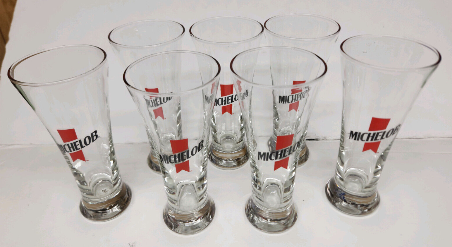 7 Vintage Michelob Red Ribbon Bar Promo Beer Glasses 7 1/4" Tall ...