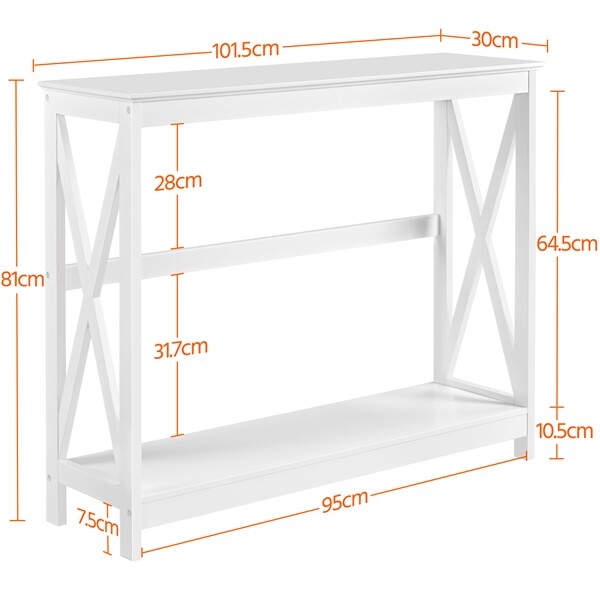 Slim Console Table X-Shape Side Table Storage Shelve Multi-tier ...