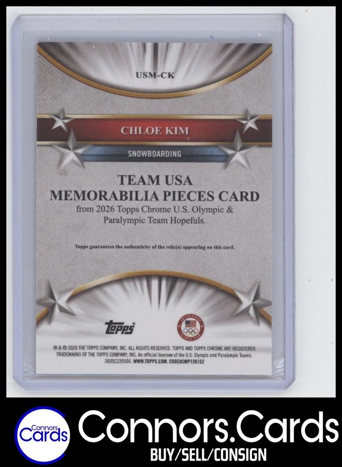Chloe Kim 2026 Topps Chrome Winter Olympics #USM-CK Memorabilia Pieces ...