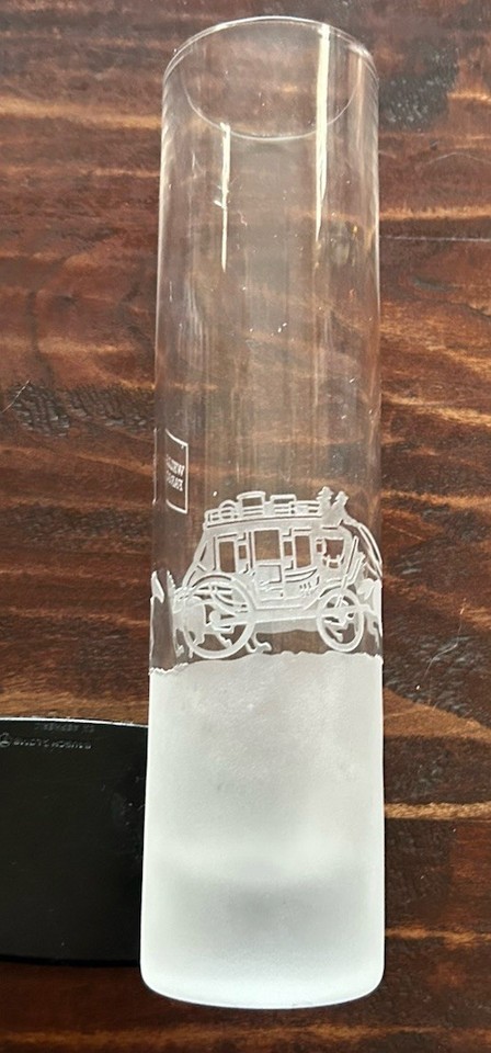 Vintage Wells Fargo Bank Stagecoach Logo Etched Glass Vase 8”x2” | eBay UK
