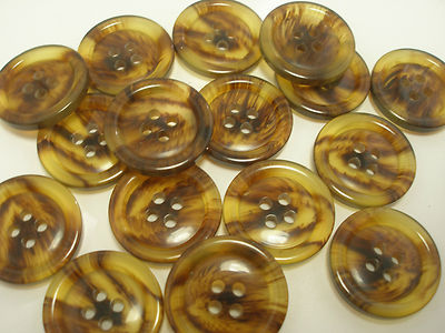 New Rimed Faux Amber/Brown/Tortoise Shell Buttons sizes 1 inch, 7/8 13/ ...