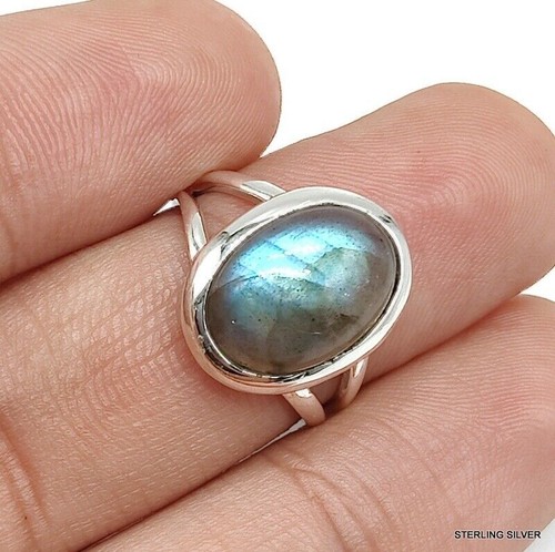 Natural Labradorite Gemstone 925 Sterling Solid Silver Handmade Ring ...