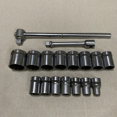 Wards Master 84-4786 15 Socket Set Size 7/16”-1 1/4” - 1/2” Drive ...