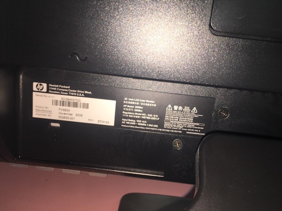 HP 2009M 20" Widescreen LCD Monitor With Built-In Speakers VGA DVI ...