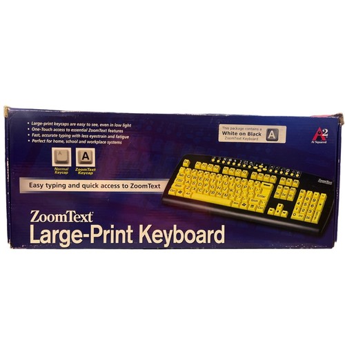 ZoomText Large-Print USB Plug In Black On White Keyboard, Open Box | eBay