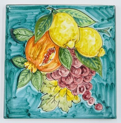Vietri Pottery - 6’’ X 6’’ Lemon Tile Made by Hand in Italy | eBay