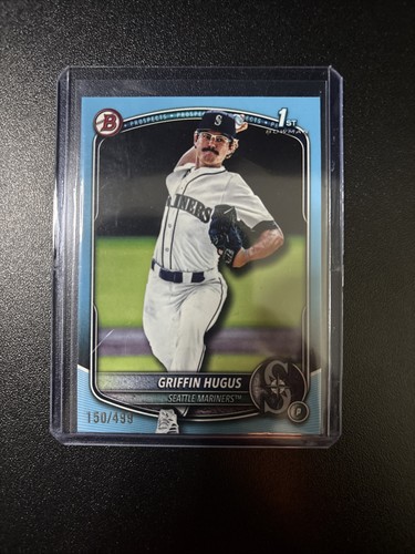 Griffin Hugus 2025 1st Bowman Draft Sky Blue Border /499 Mariners RC # ...
