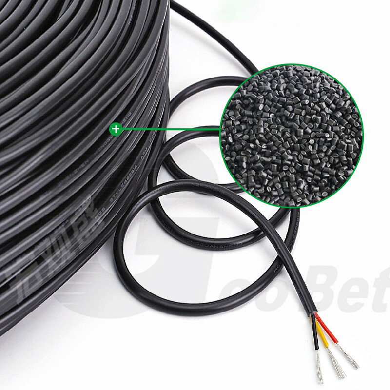 2/3/4-Core Round Black Flex Cable 20/22/24/26 AWG PVC Extension Wire ...