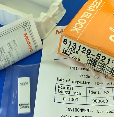 MITUTOYO CERA 613129-521 Ceramic Gage Block 0.1009” ASME 00 w/Cert.🎯 ...