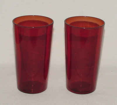 PERFECT PAIR Vintage Ruby Red Depression Era Glass WATER TUMBLERS! | eBay