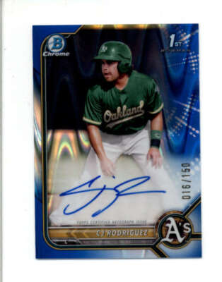 CJ RODRIGUEZ 2022 BOWMAN CHROME ROOKIE BLUE RAYWAVE AUTO #016/150 ...