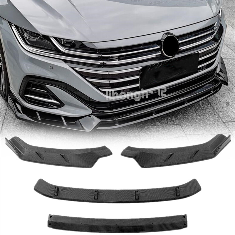 Carbon Fibre ABS Front Bumper Lip Spoiler Splitter For VW Arteon R-Line ...