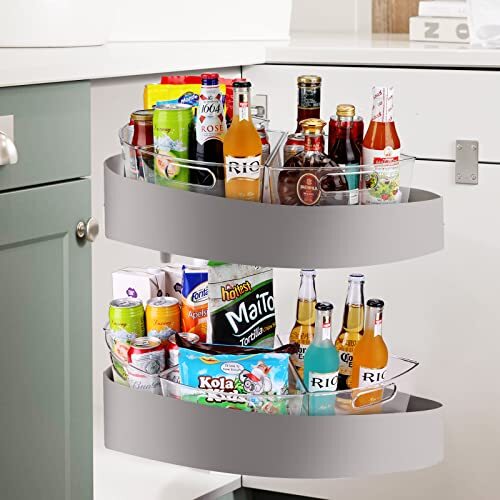 Plastic Transparent Lazy Susan Organizers Kitchen Cabinet Storage Bins ...