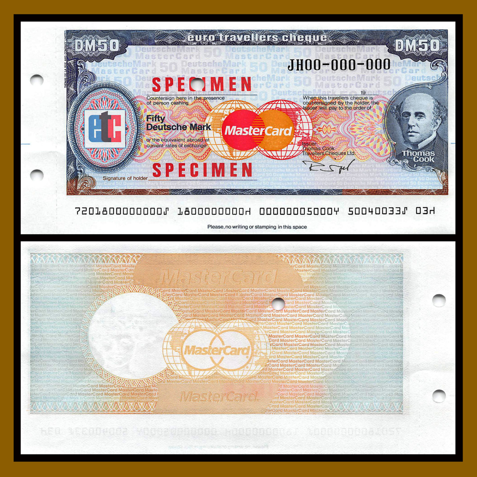 MasterCard Travelers Cheque 20 Dollars Pounds 50 Mark 200 Franc (4 Pcs ...