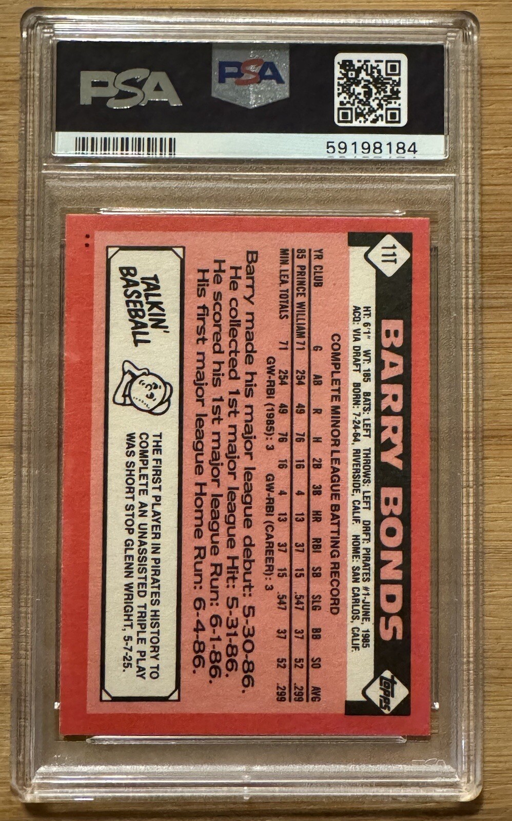 BARRY BONDS RC - 1986 Topps Traded - #11T - PSA 8 - PIRATES | eBay
