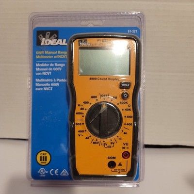 Ideal Digital Multimeter 61-327 CAT III 600V AC/DC Manual Rangew/ Leads ...