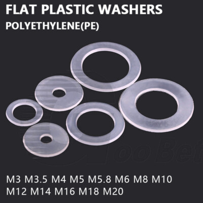 Plastic PE Nylon Flat Washer Form A Gaskets M3 M4 M5 M6 M8 M10 M12 M14 ...