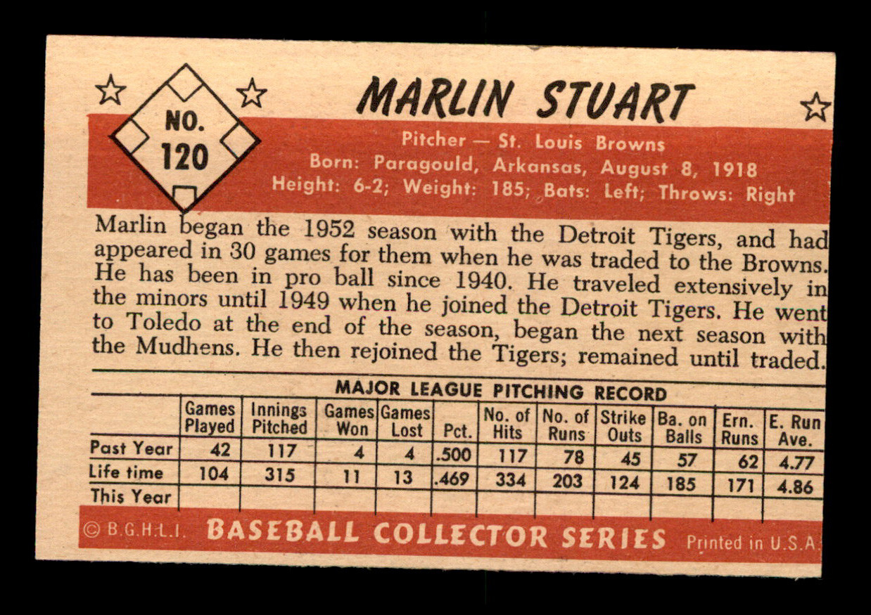 1953 Bowman Color #120 Marlin Stuart (Miscut) NM-MT | eBay