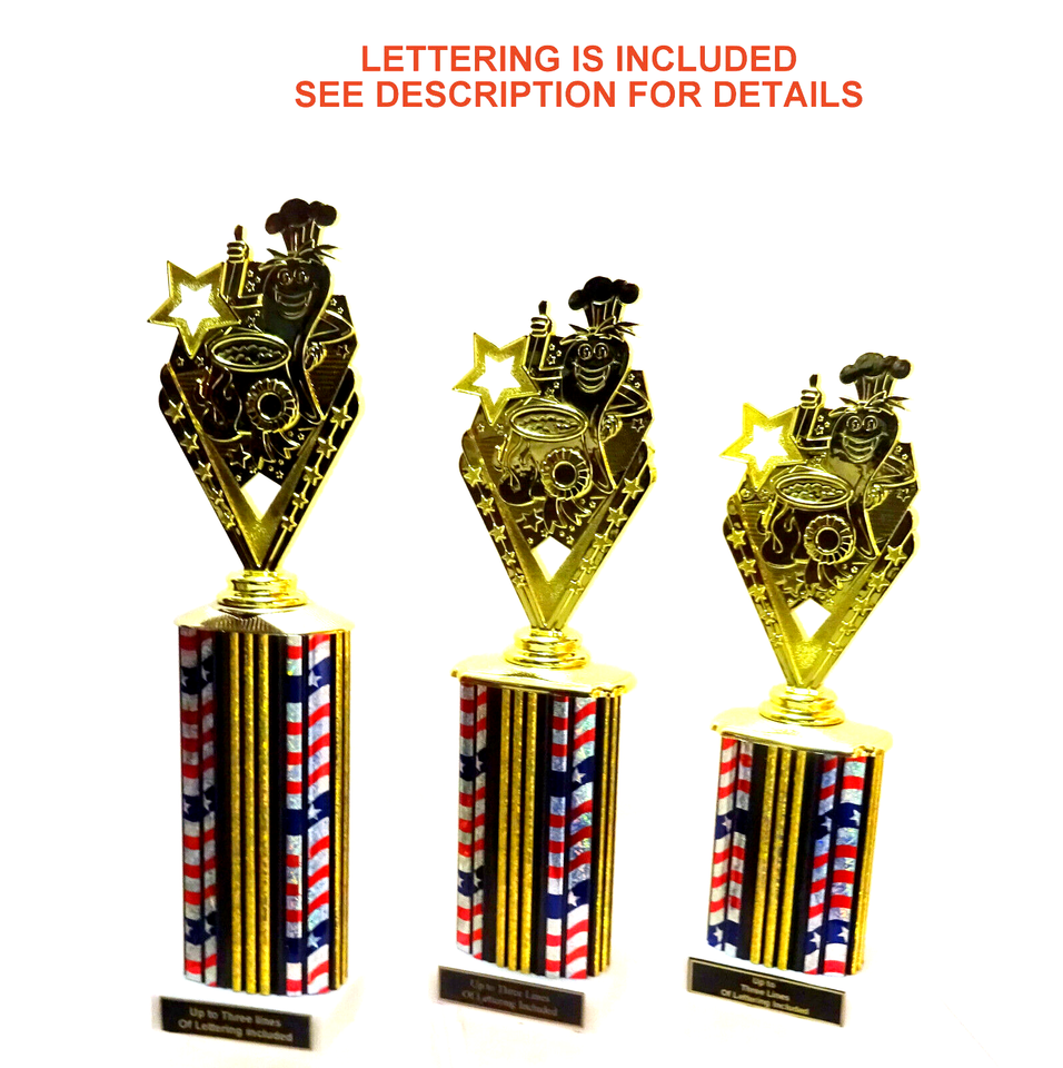 SET OF 3 CHILI COOK OFF TROPHIES, COOK OFF TROPHIES R-W-B | eBay