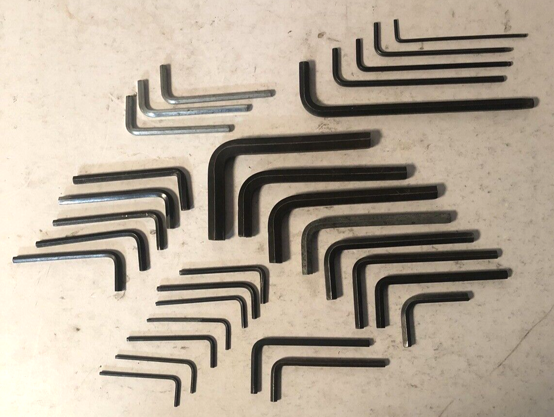 Lot of 30 Vintage Allen Head Wrench Hex Key Set L Long Short Hand Tool ...