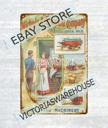 1900s Nichols Shephard farm Threshing machine metal tin sign plaque ...