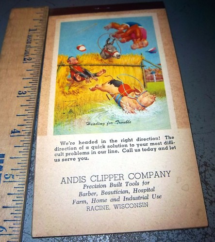vintage 1958 calendar booklet Andis Clipper co Racine Wisc "heading for ...