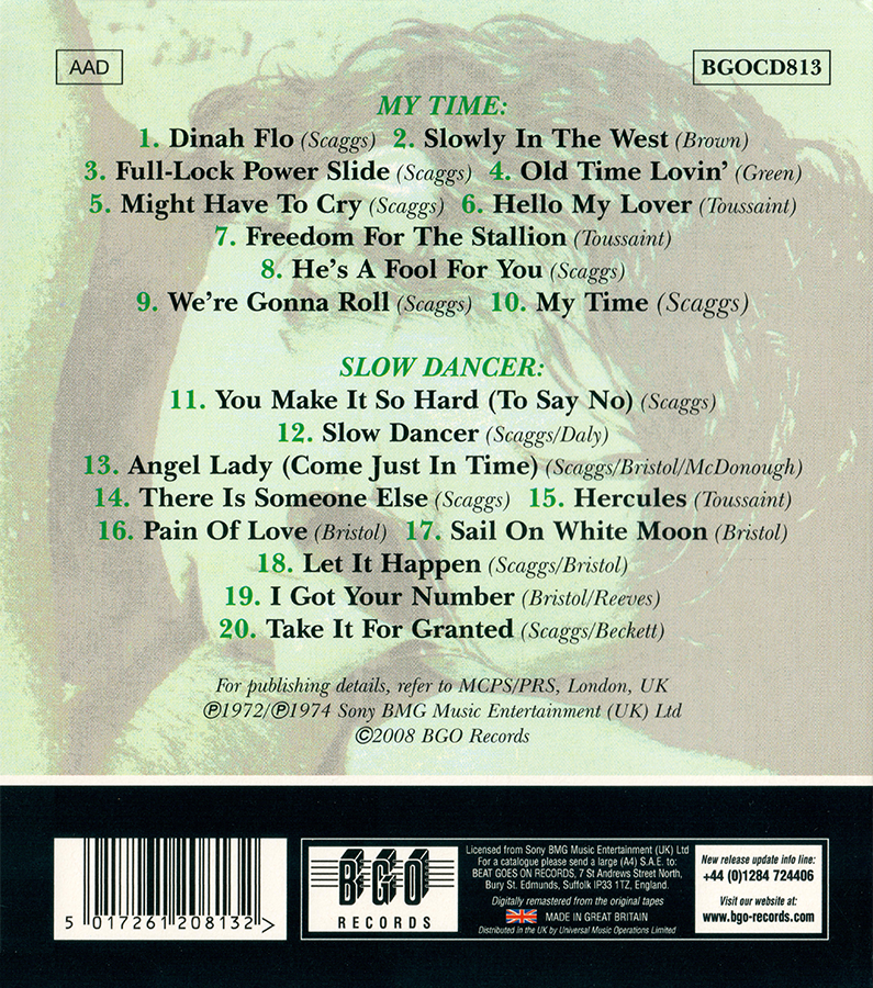 Boz Scaggs ~ My Time (1972) / Slow Dancer (1974) CD 2008 BGO Records ...