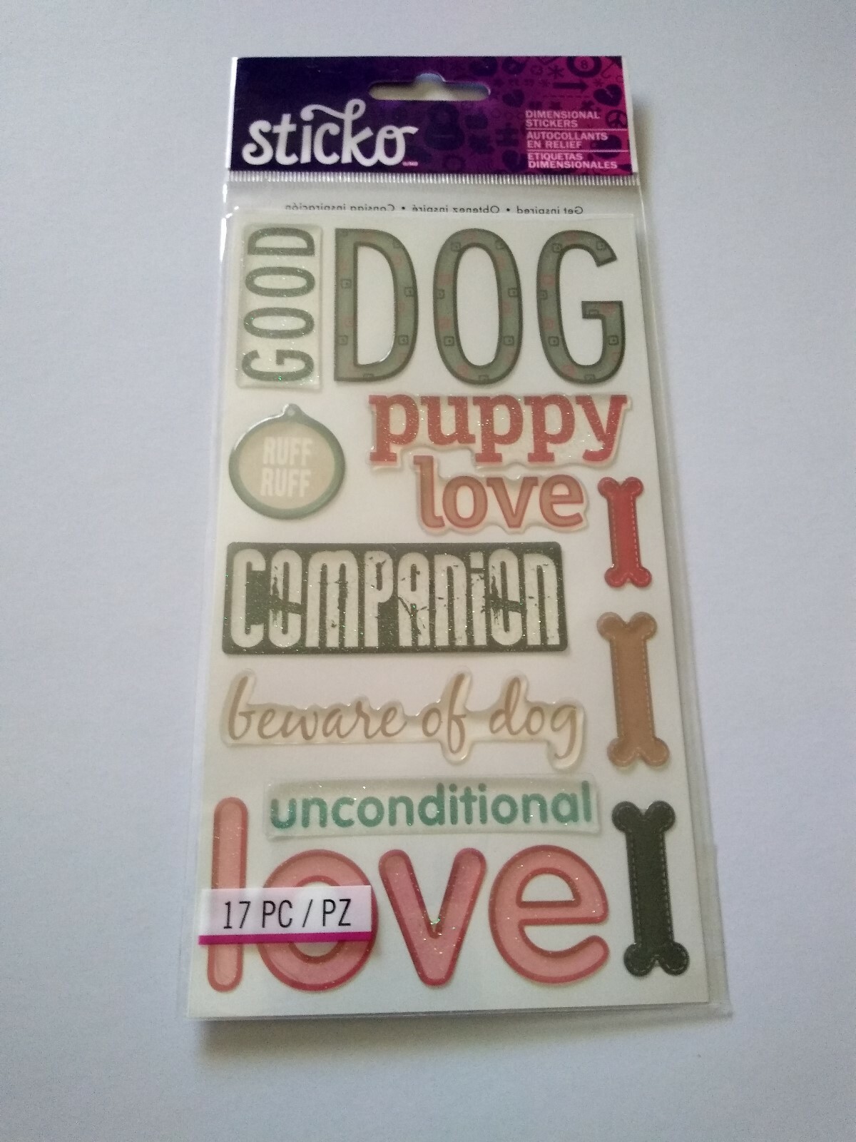 Scrapbooking Stickers Sticko Puffy Dog Words Good Puppy Companion Love ...