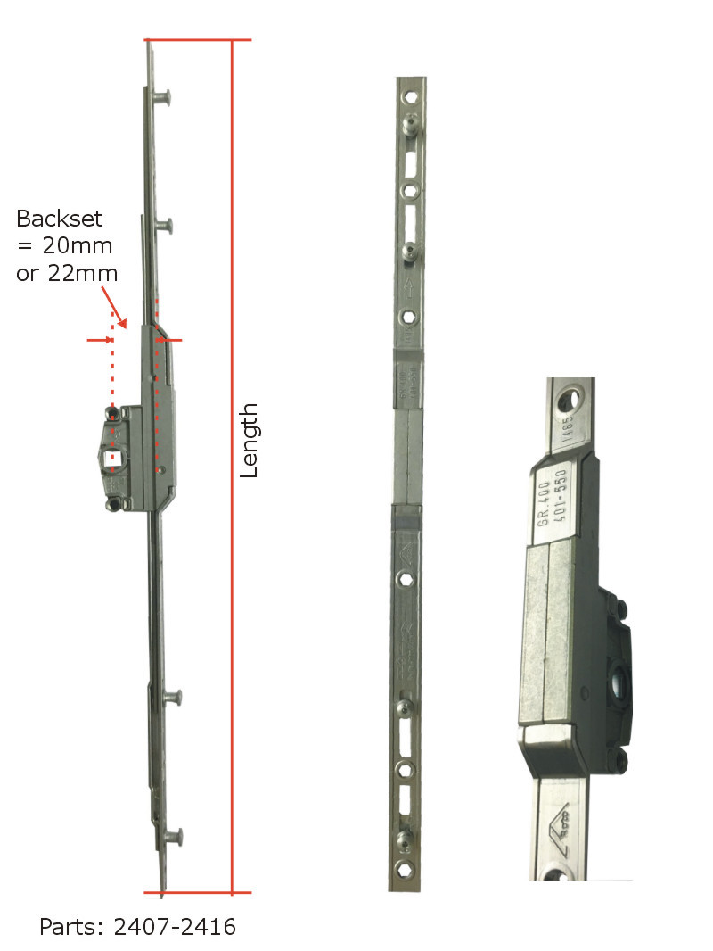Roto TSL Twinlock Window Lock Rod 20mm or 22mm Backset Mushroom Cam ...