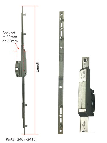 Roto TSL Twinlock Window Lock Rod 20mm or 22mm Backset Mushroom Cam ...