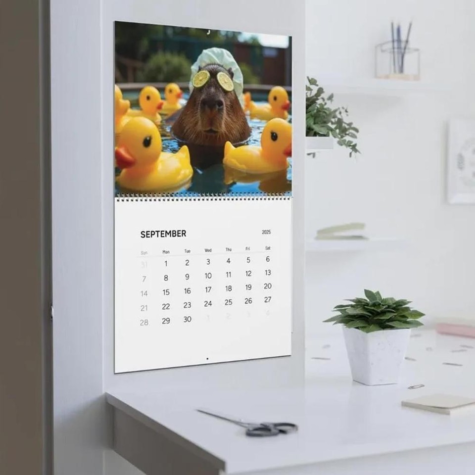 2025 Capybara-Wandkalender, 12-Monats-Capybara-Wandkalenderplaner ...