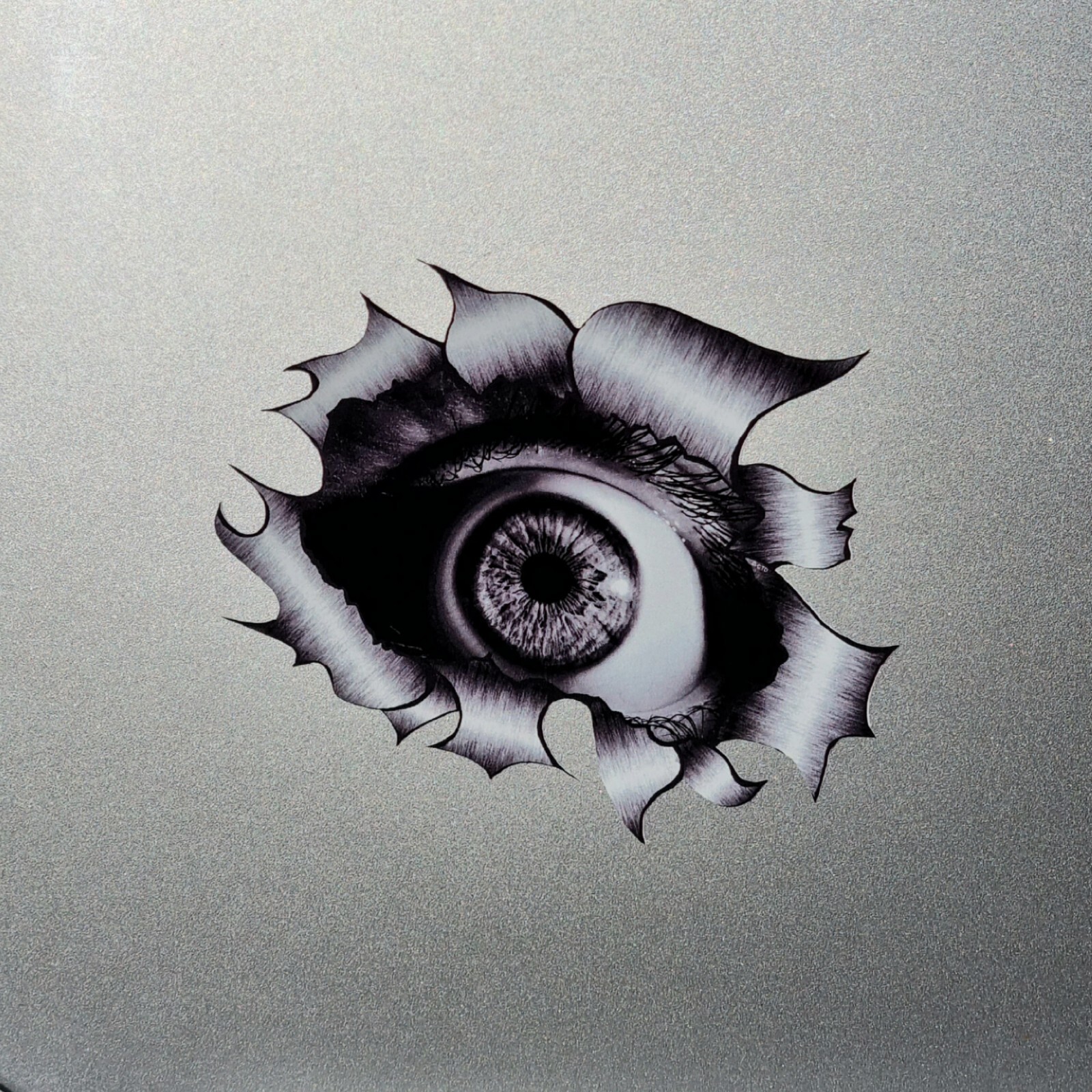 B&W Creepy Human Eyeball Ripped Open Metal Vinyl Sticker Decal For Car ...